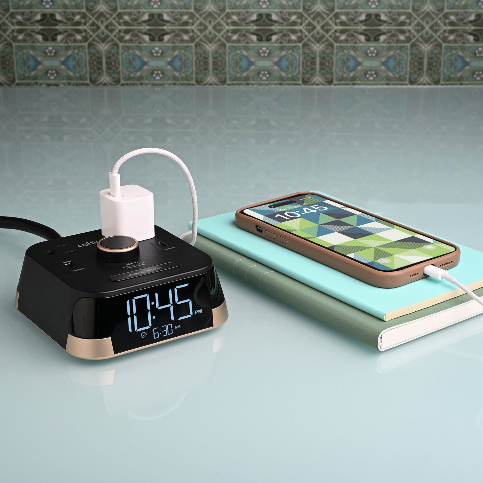 CubieTime® - Hotel Alarm Clock with Dual USB Charging & 110V Outlets ...