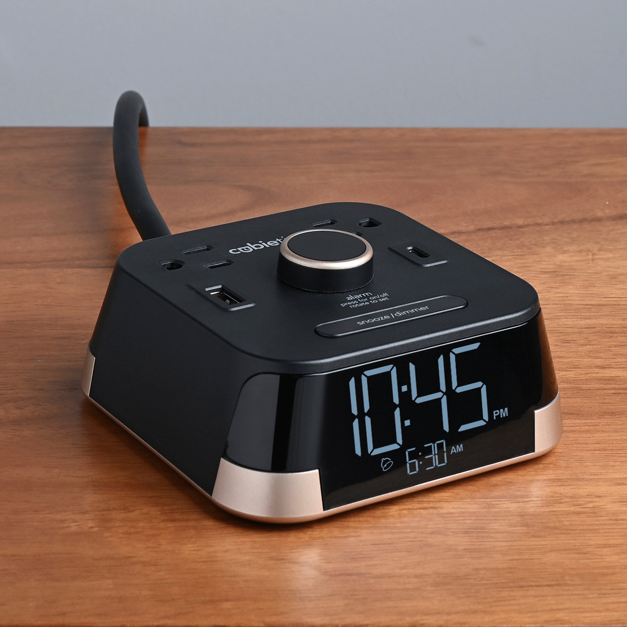 CubieTime® - Hotel Alarm Clock with Dual USB Charging & 110V Outlets ...